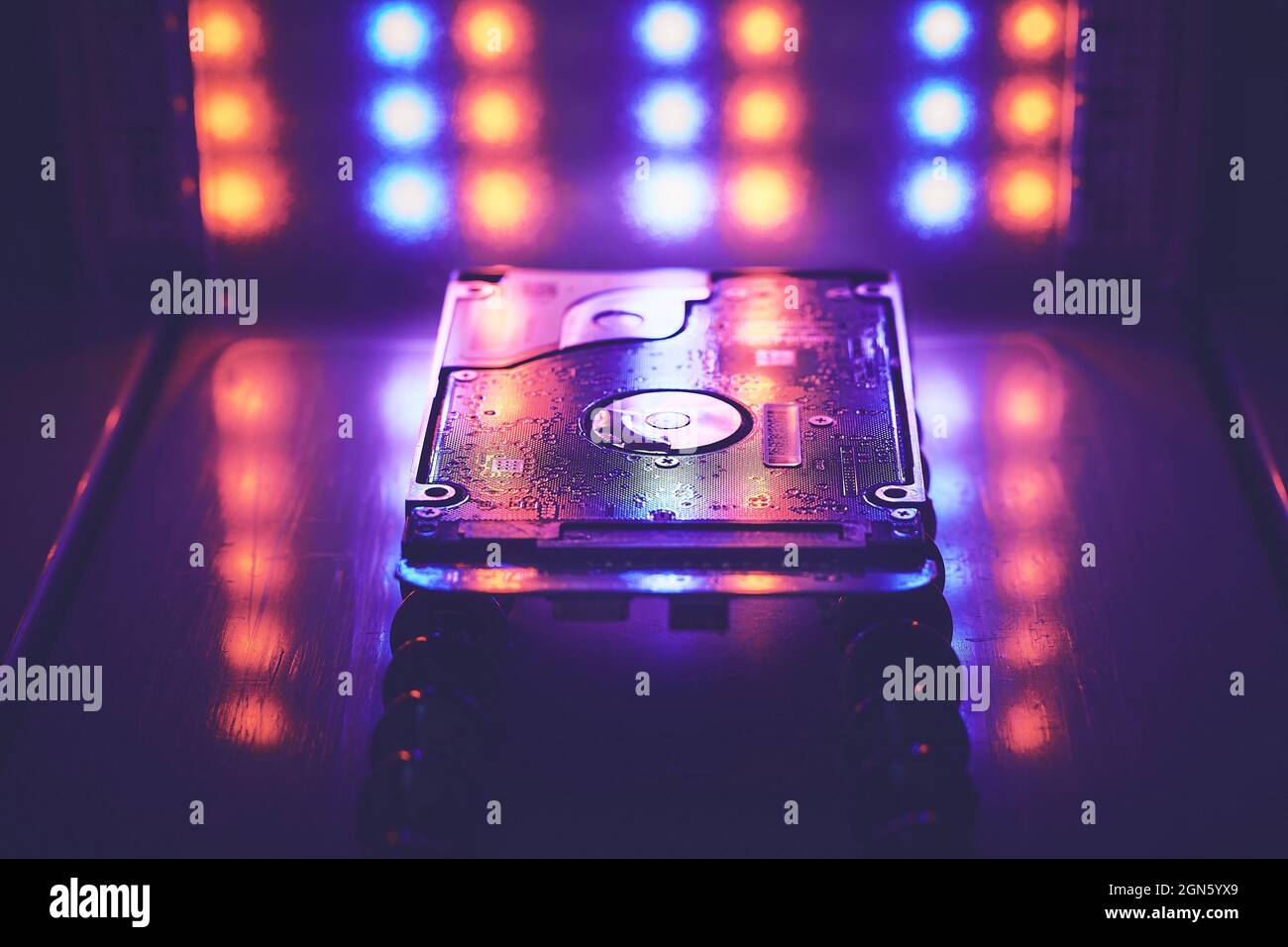 The abstract image of hard disk drive on the color light Stock Photo ...