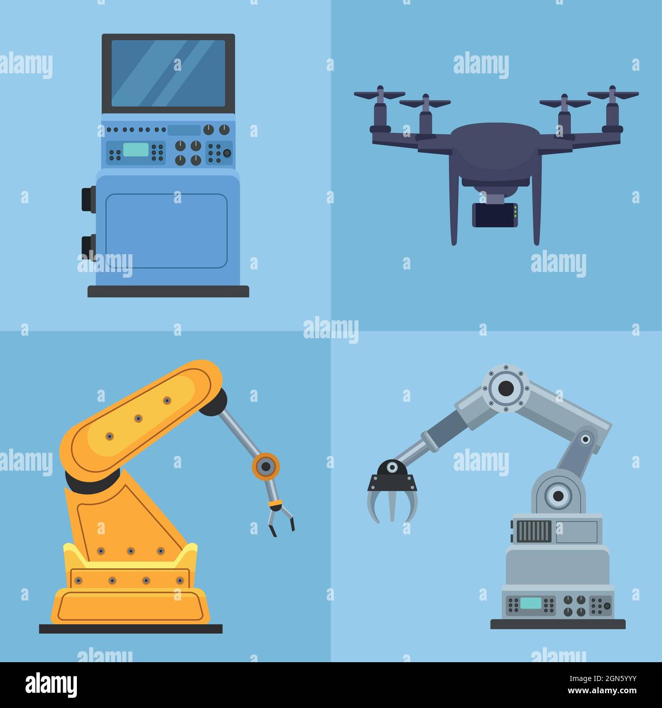four production robotic machines Stock Vector Image & Art - Alamy