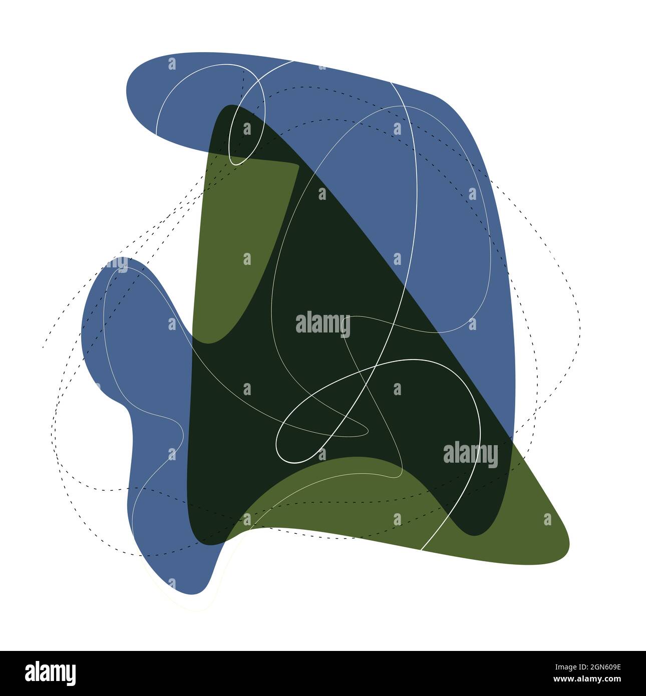 Abstract composition of blue and green shapes using transparency Stock ...