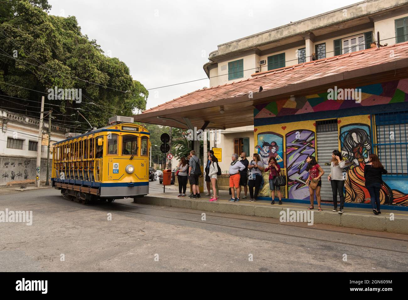 RIO DE JANEIRO, BRAZIL - JUNE 18, 2016: The classic yellow tram of ...