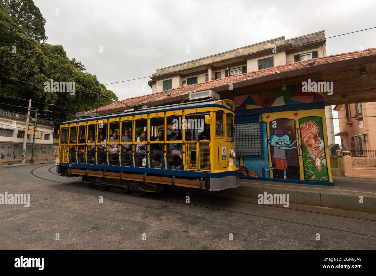 RIO DE JANEIRO, BRAZIL - JUNE 18, 2016: The classic yellow tram of ...