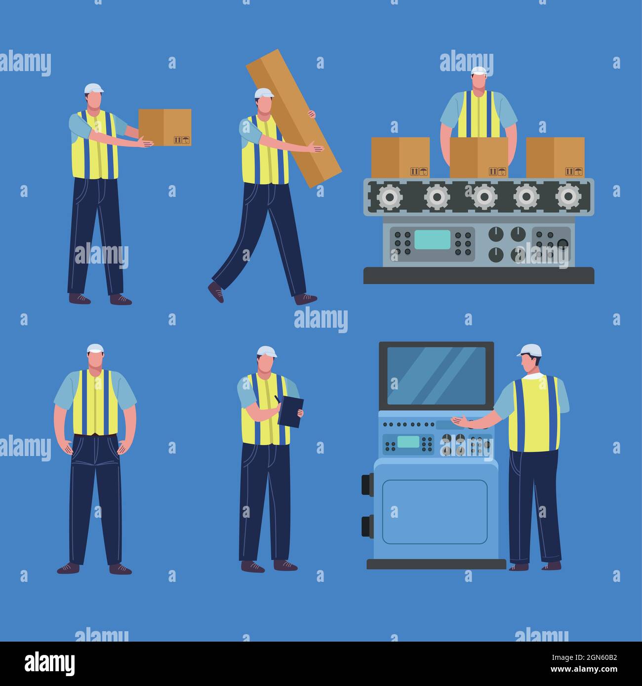 Packing boxes production line Stock Vector Images - Alamy