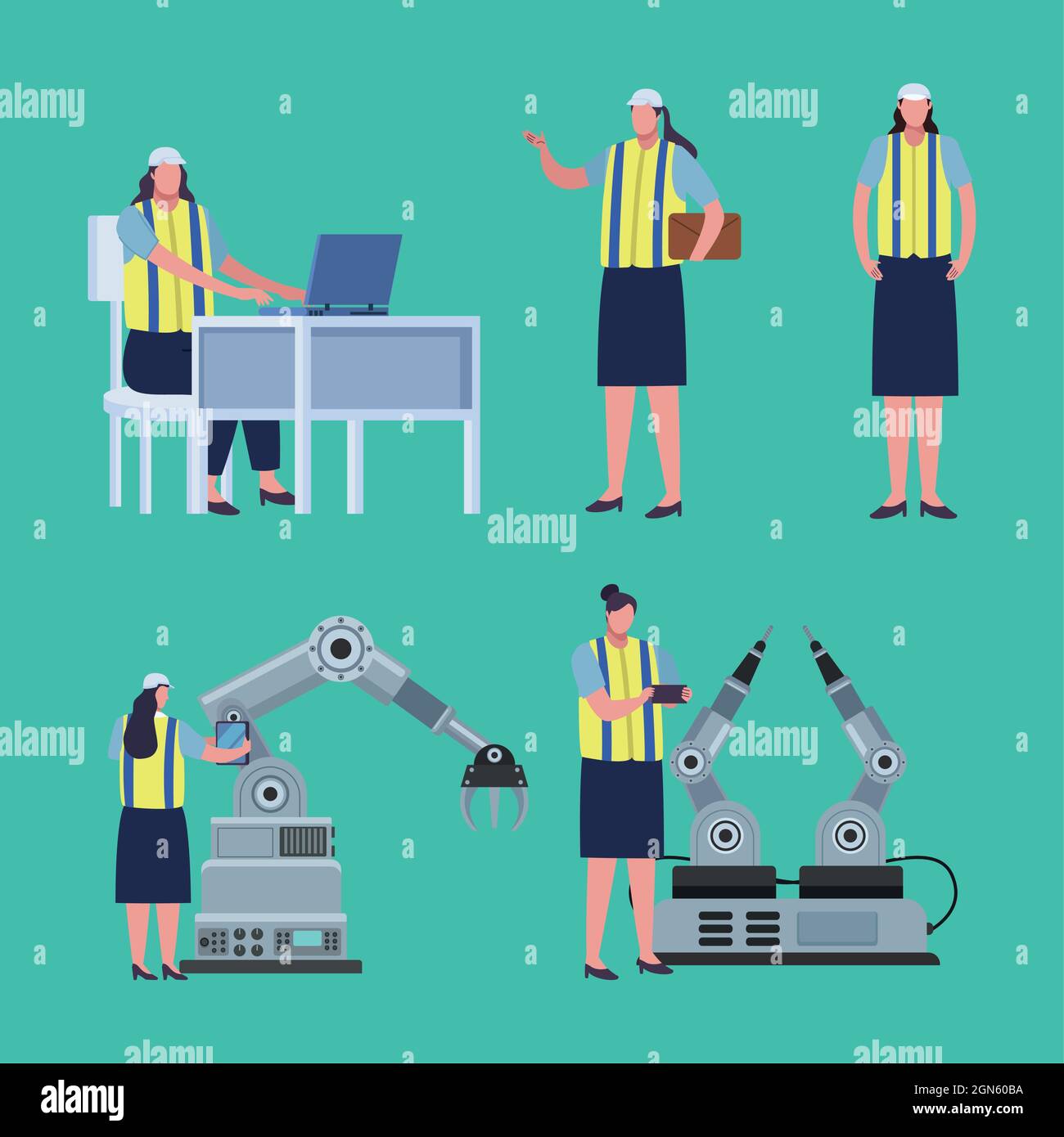 five production workers Stock Vector Image & Art - Alamy