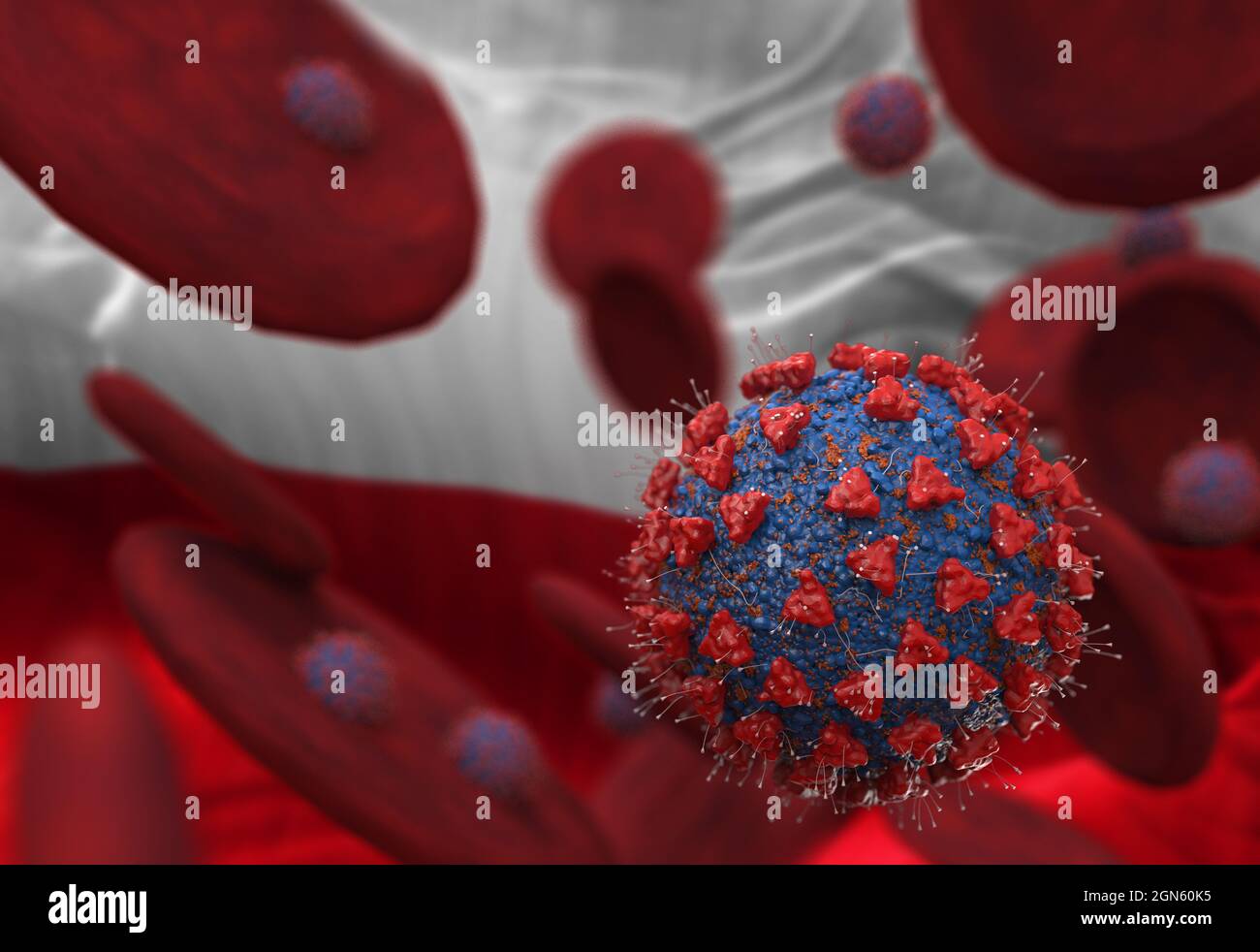 Virus and blood cells against flag of Poland. 3d illustration. viral ...