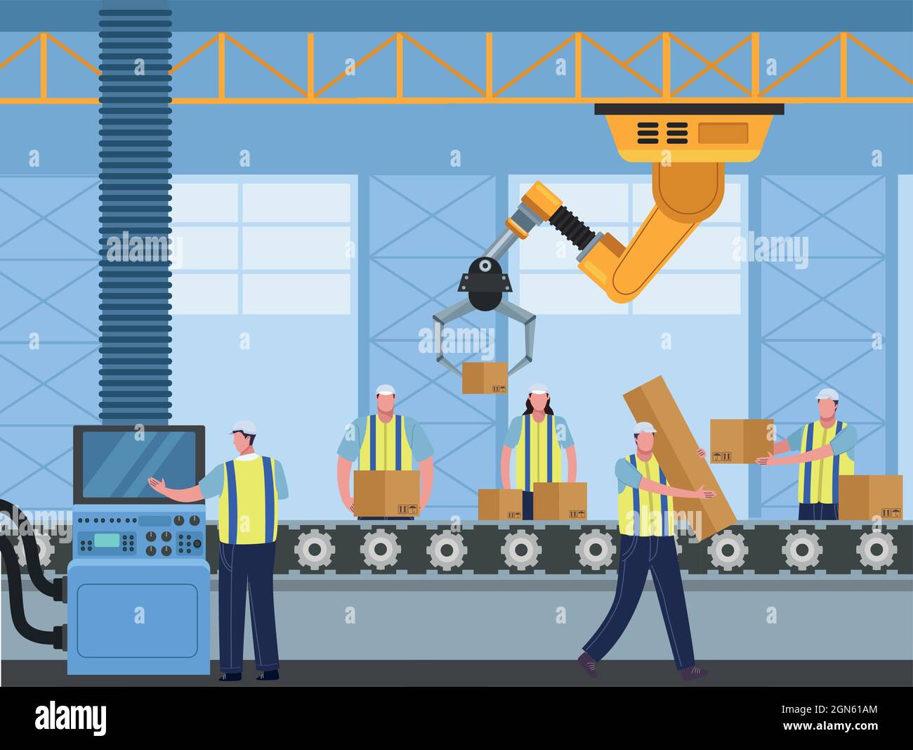 Packing boxes production line Stock Vector Images - Alamy