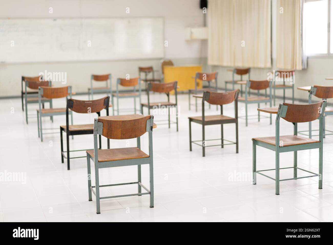 Empty classroom without students due to the COVID-19 pandemic and ...
