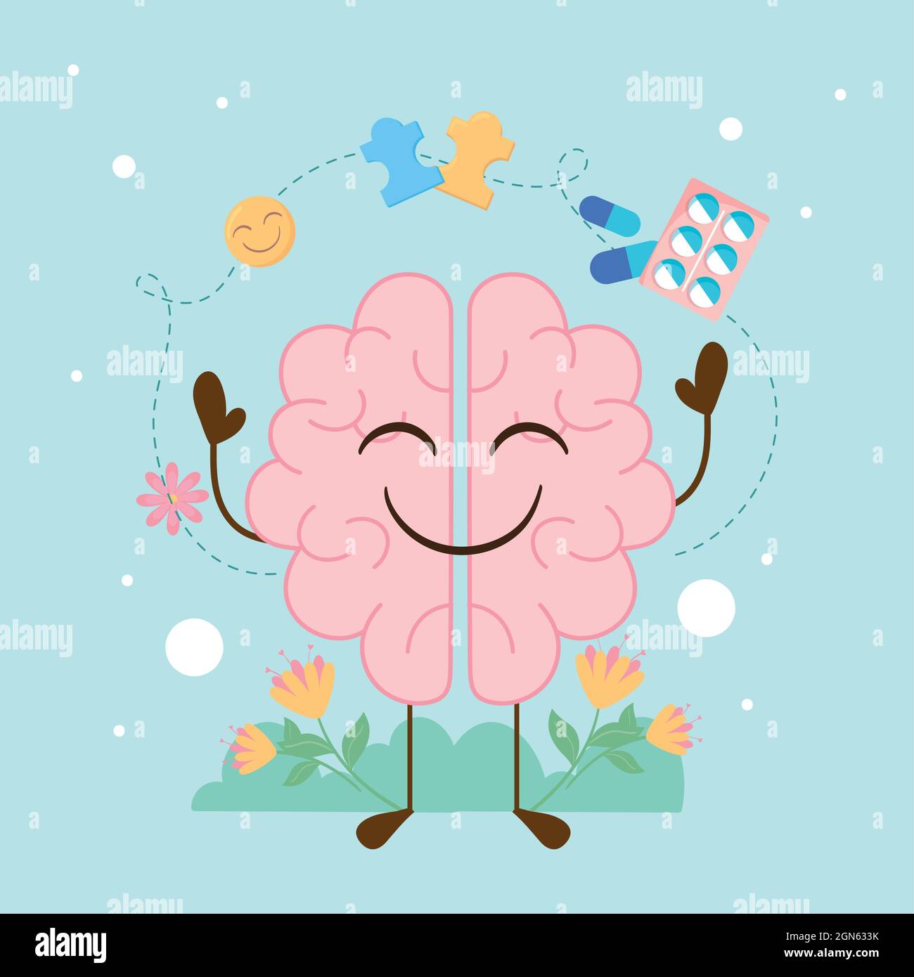 mental health cute brain Stock Vector Image & Art - Alamy