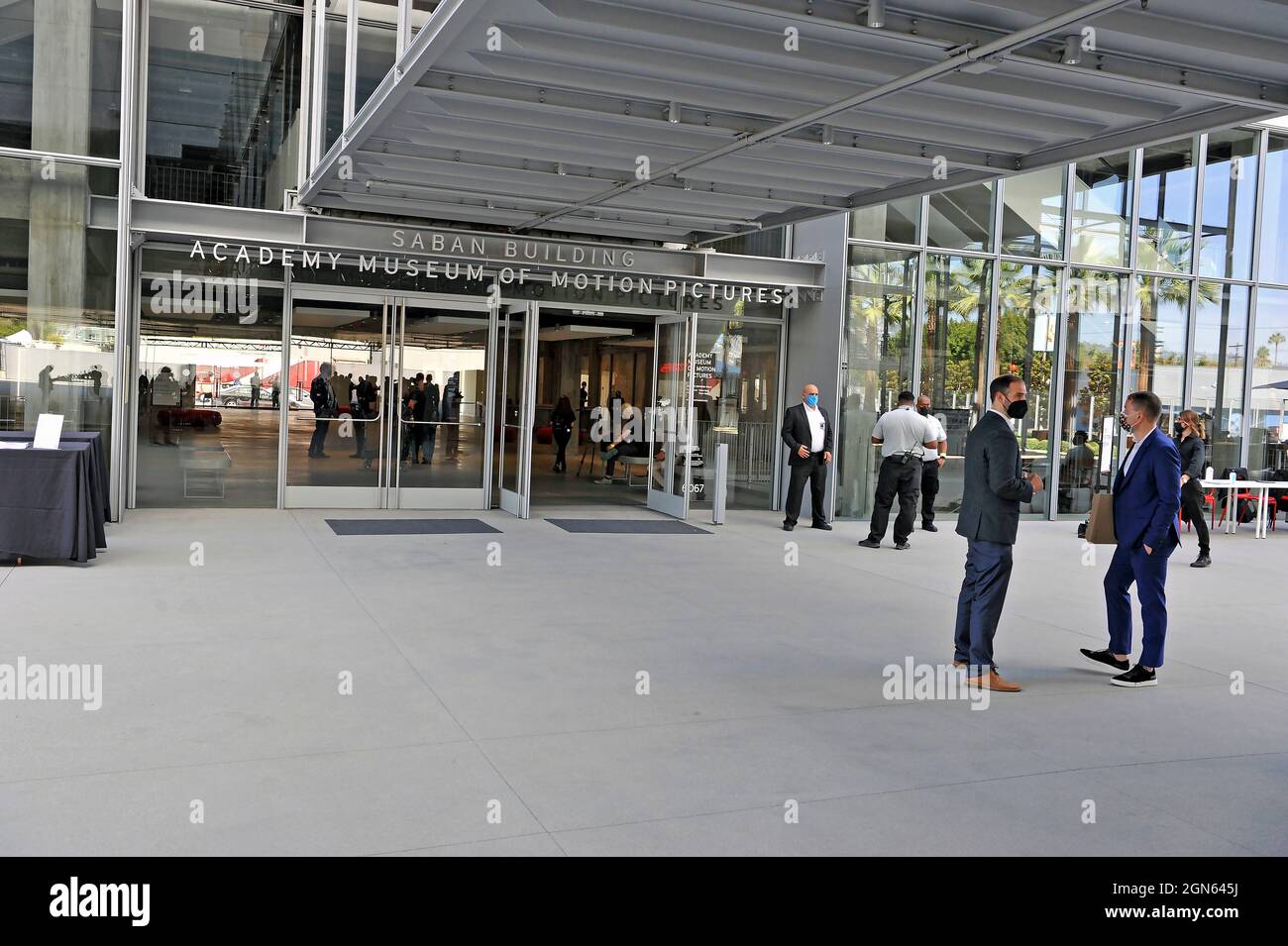 Plaza and entry to the Saban Building at the Academy Museum of Motion ...