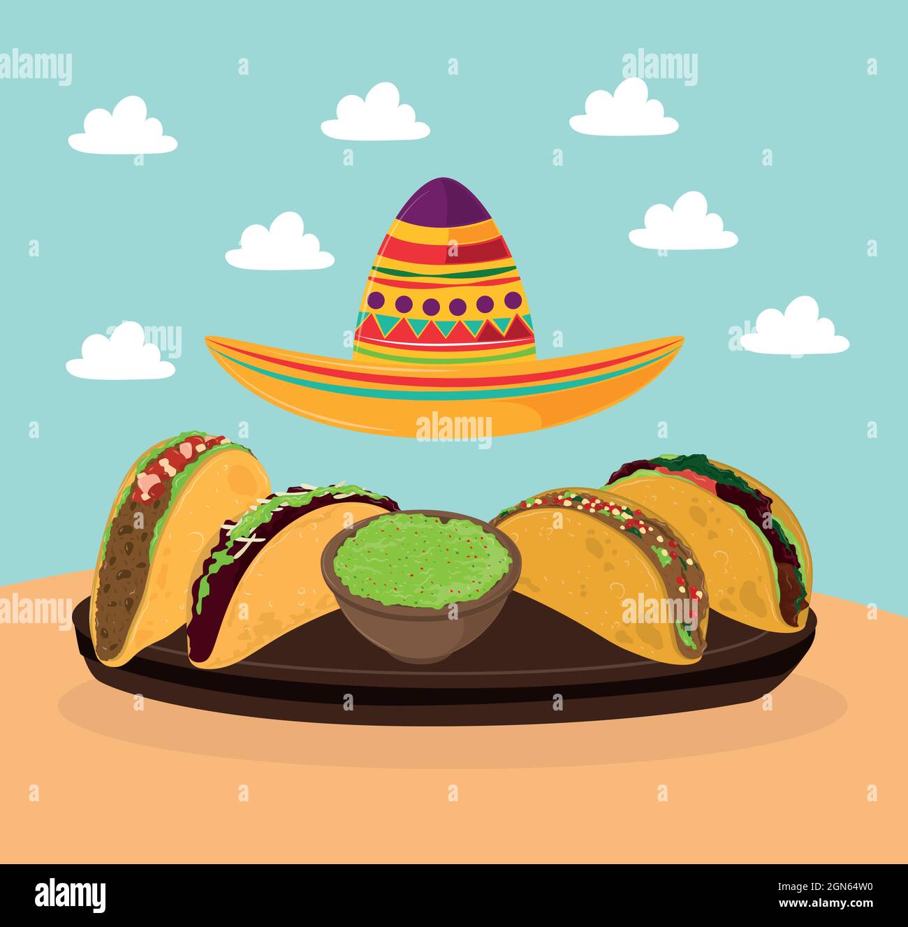 mexican tacos and hat Stock Vector Image & Art - Alamy