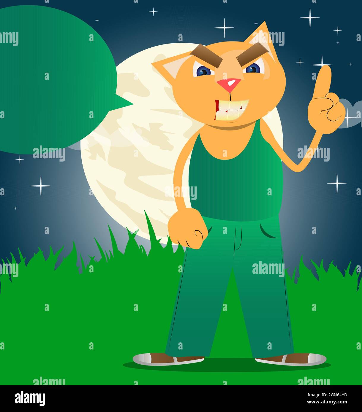 Funny cartoon cat making a point. Vector illustration. Cute orange ...
