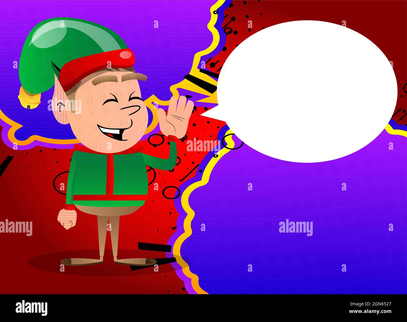 Christmas Elf with waving hand. Vector cartoon character illustration ...