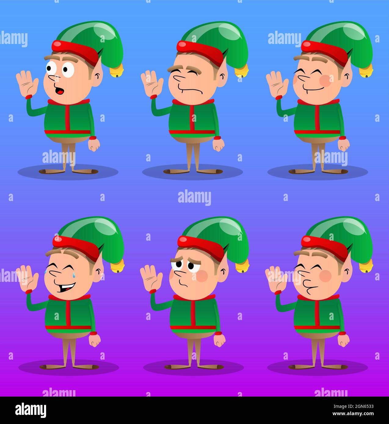 Christmas Elf with waving hand. Vector cartoon character illustration ...