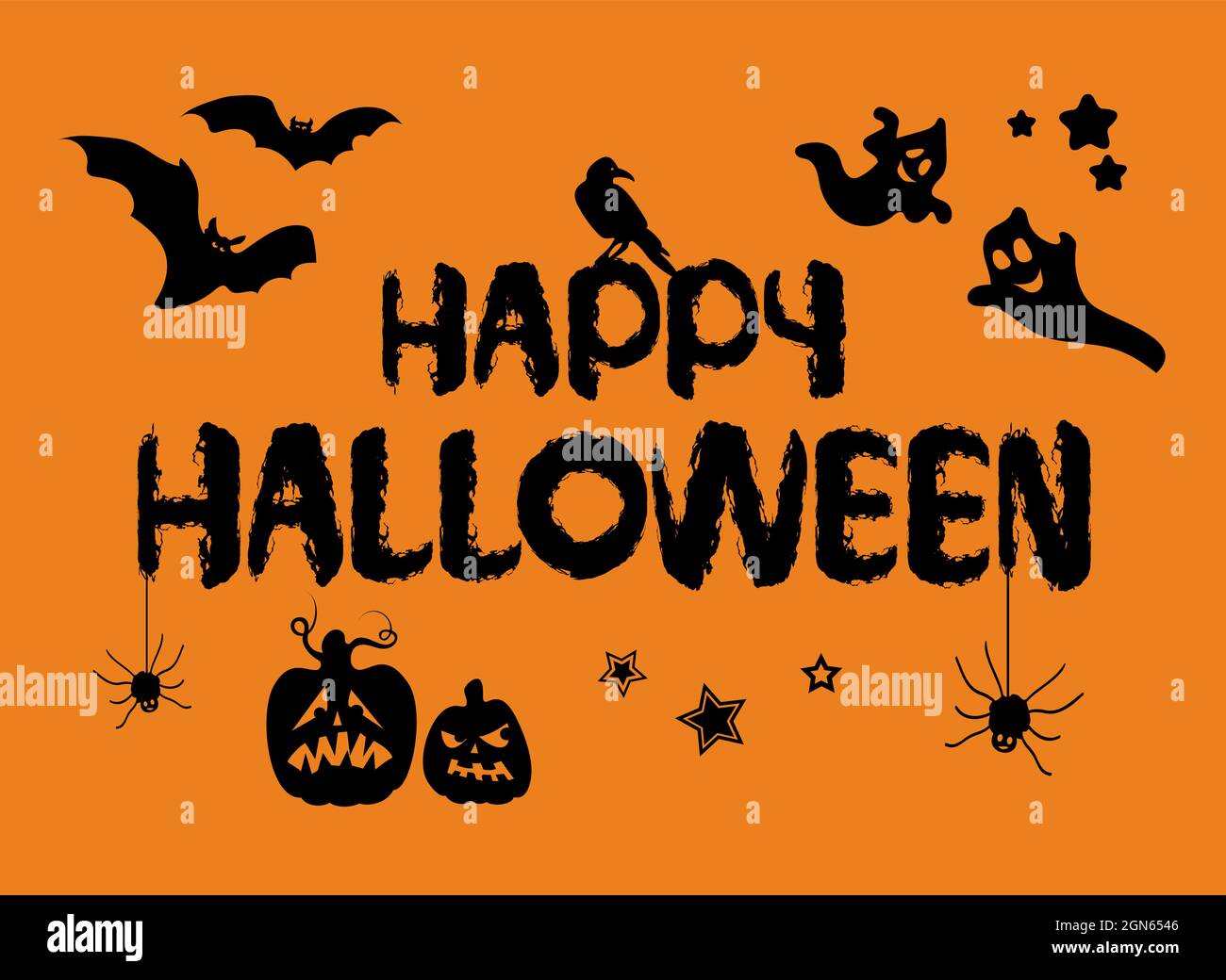 Halloween illustration on orange background. Vector illustration Stock ...