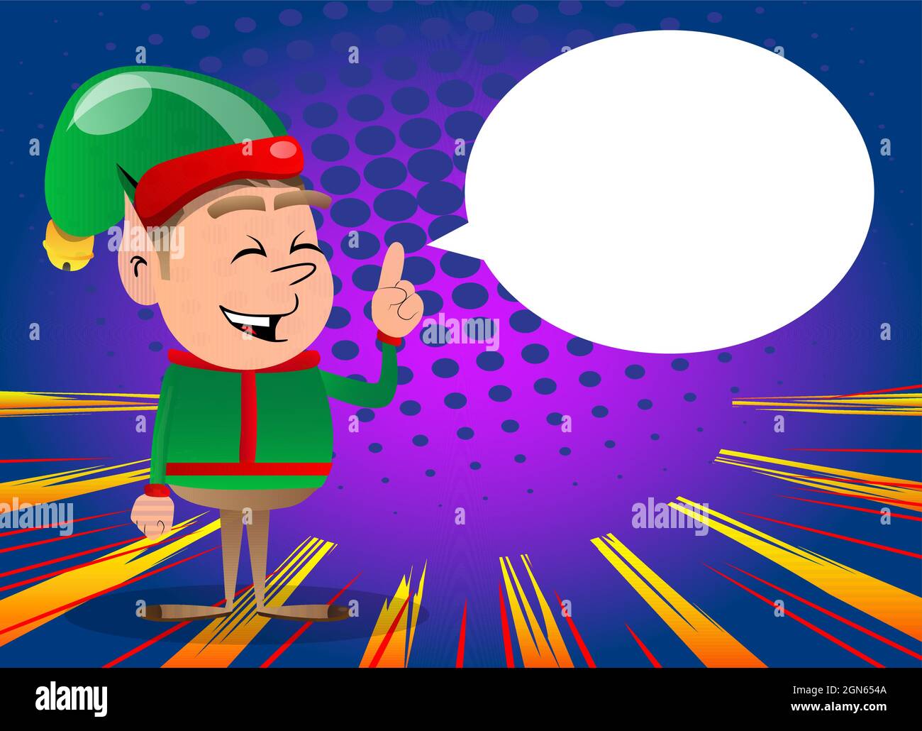 Christmas Elf making a point. Vector cartoon character illustration of ...