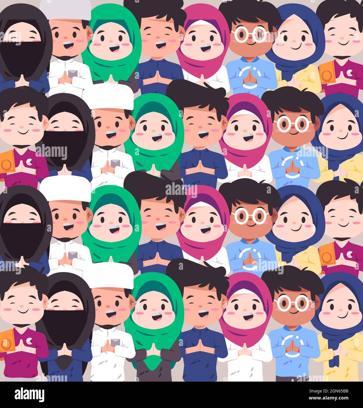 Various couple Muslim Islamic character face with various dress ...
