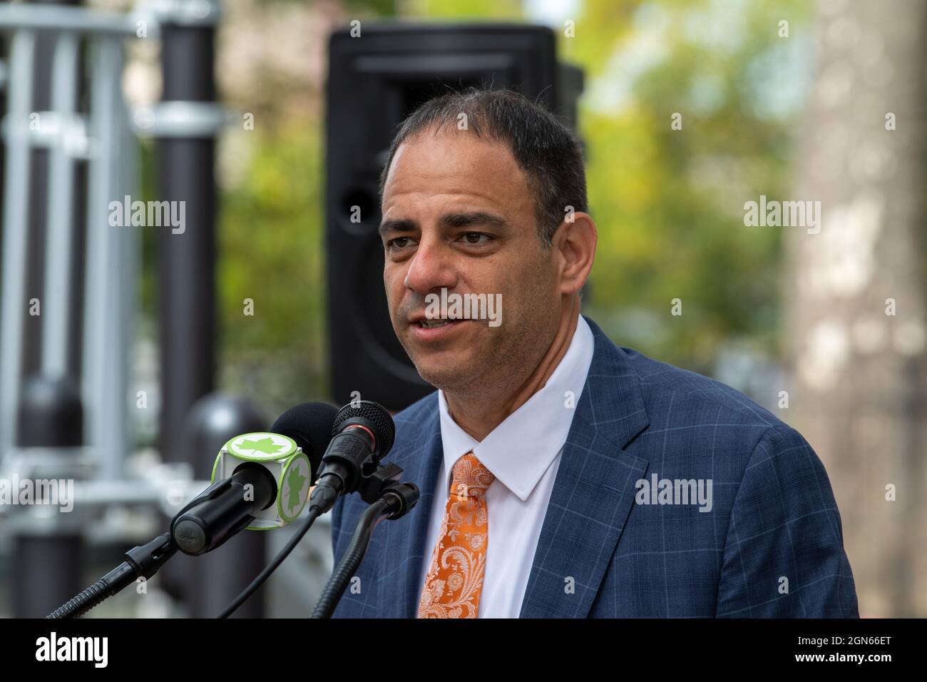 NEW YORK, NEW YORK - SEPTEMBER 22: Costa Constantinides speaks at ...