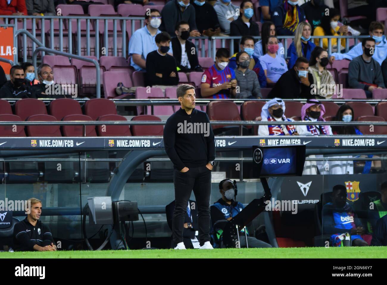 BARCELONA - SEP 20: The coach Robert Moreno during the La Liga match ...