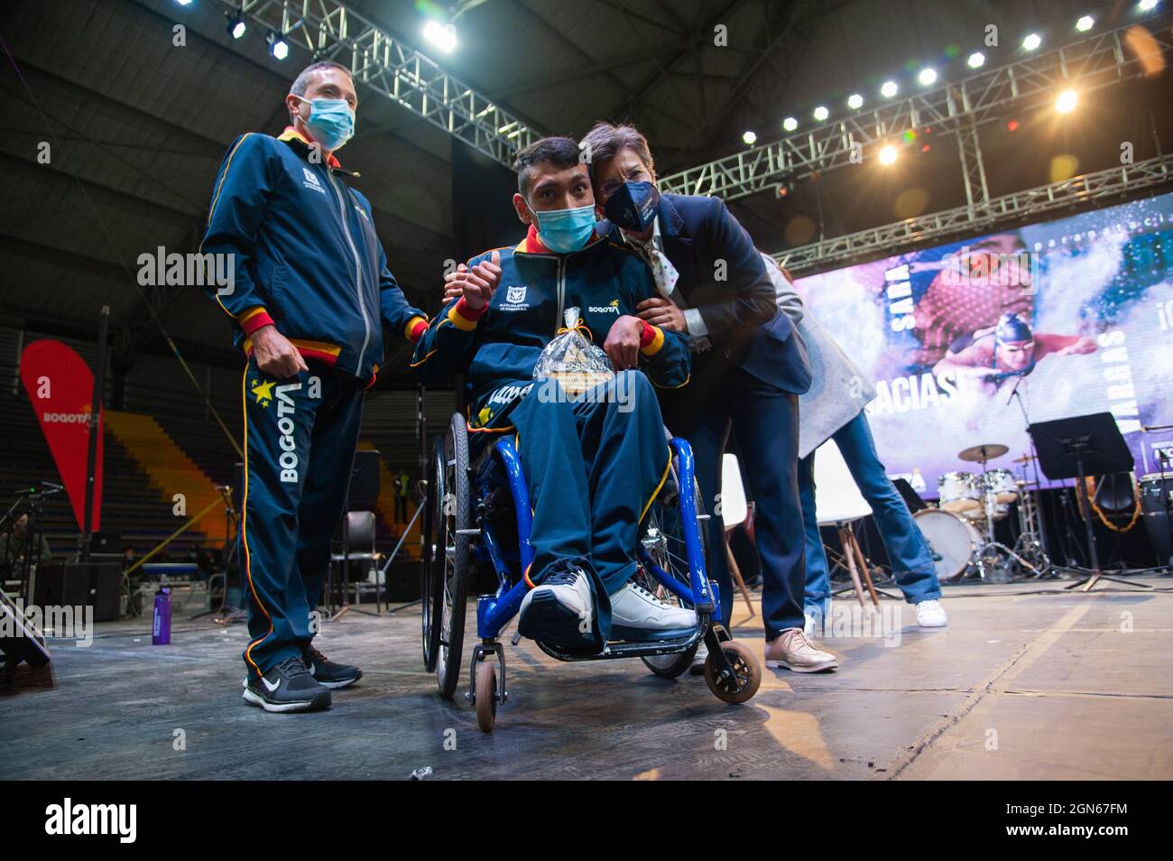 Richard Mateo Vega Paralympic swimming athlete during a welcoming event ...