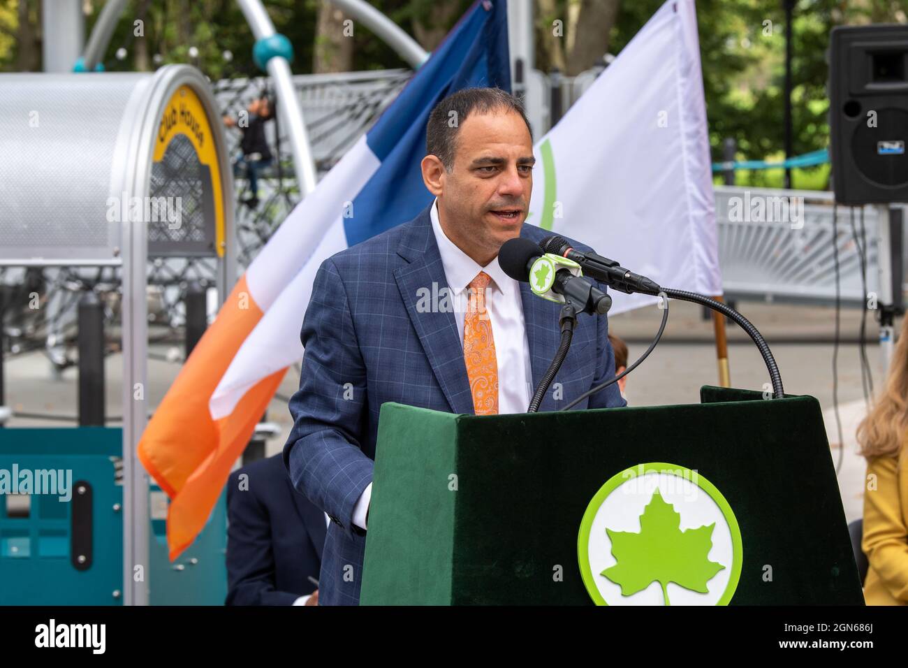 Costa Constantinides speaks during a ribbon cutting ceremony at ...