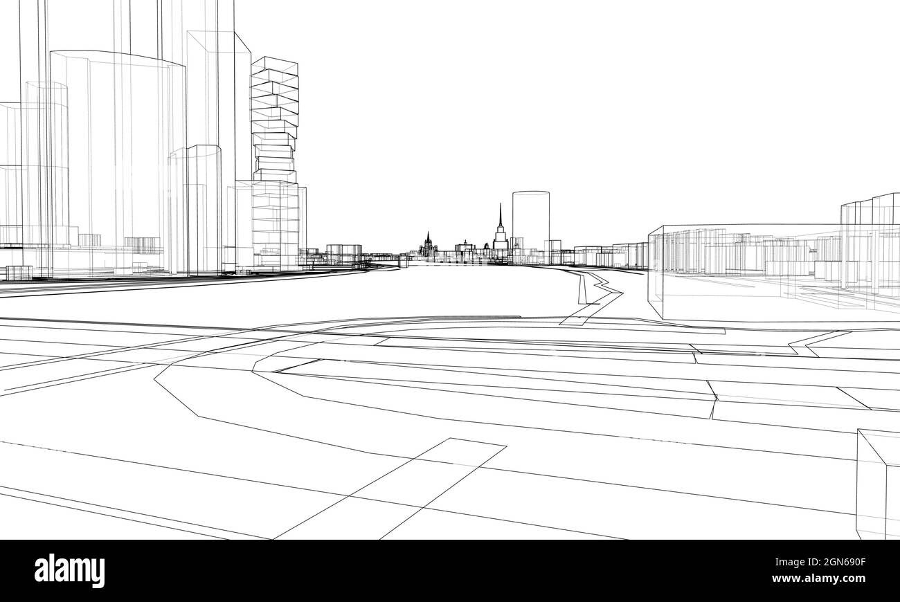 Vector lines buildings and city roads, town design Stock Vector Image ...