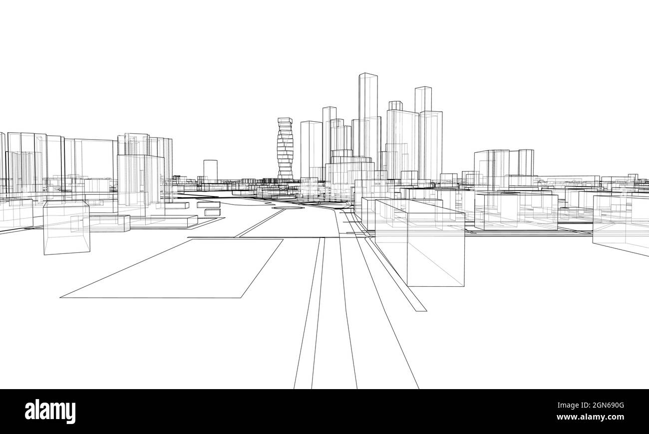 Vector lines buildings and city roads, town design Stock Vector Image ...