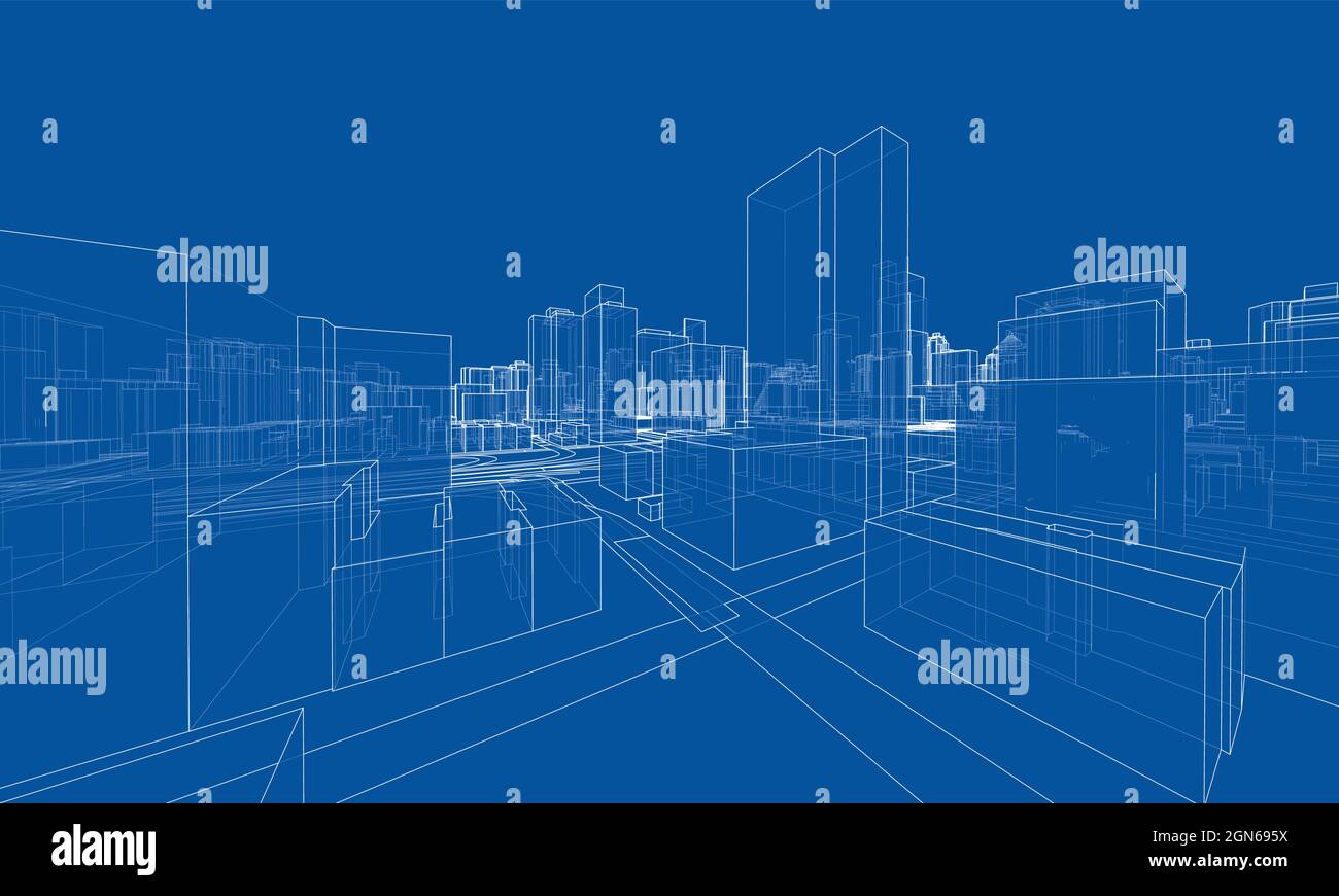 Vector 3d urban landscape. Buildings and roads Stock Vector Image & Art ...