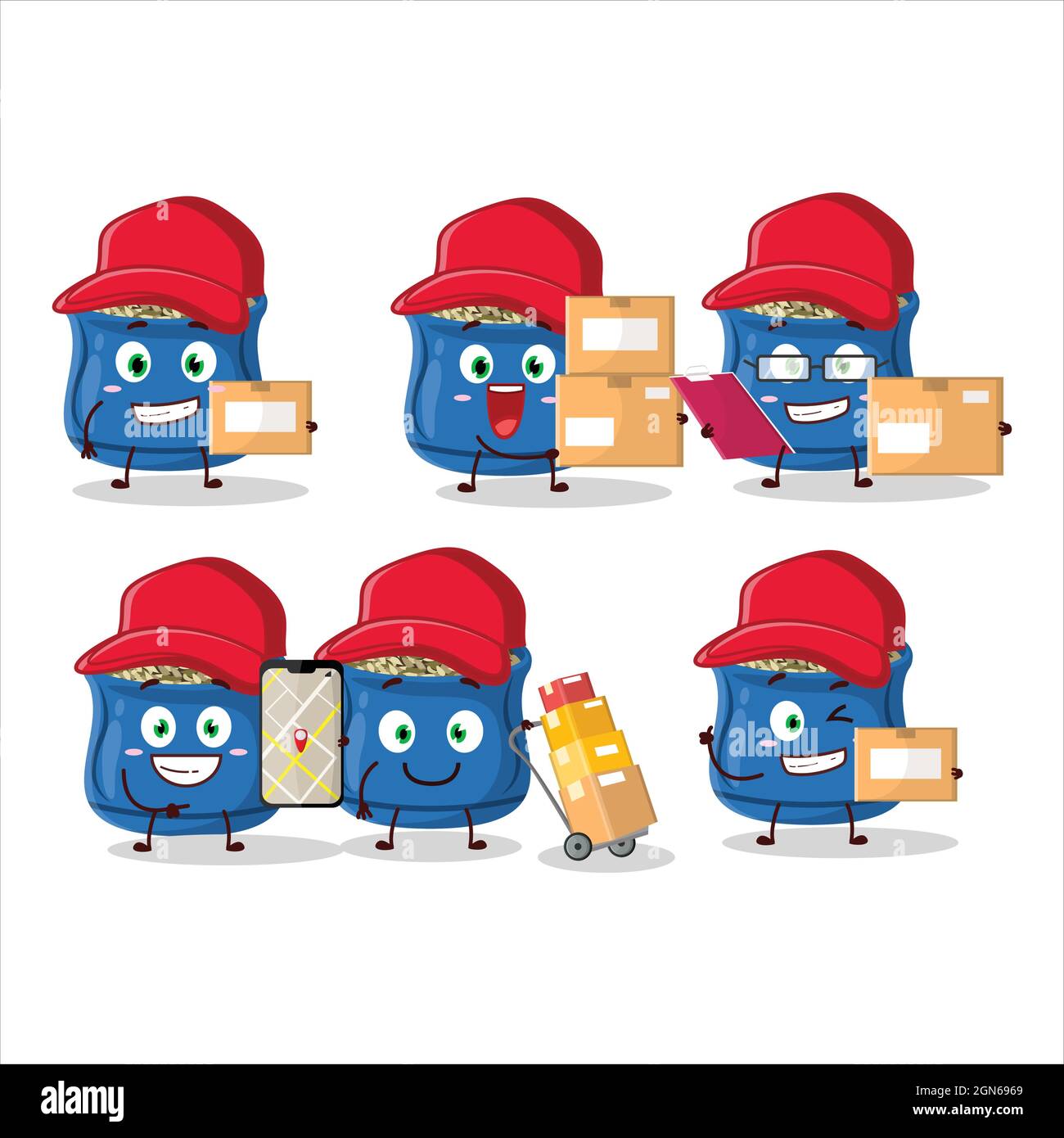 Cartoon character design of thyme working as a courier. Vector ...