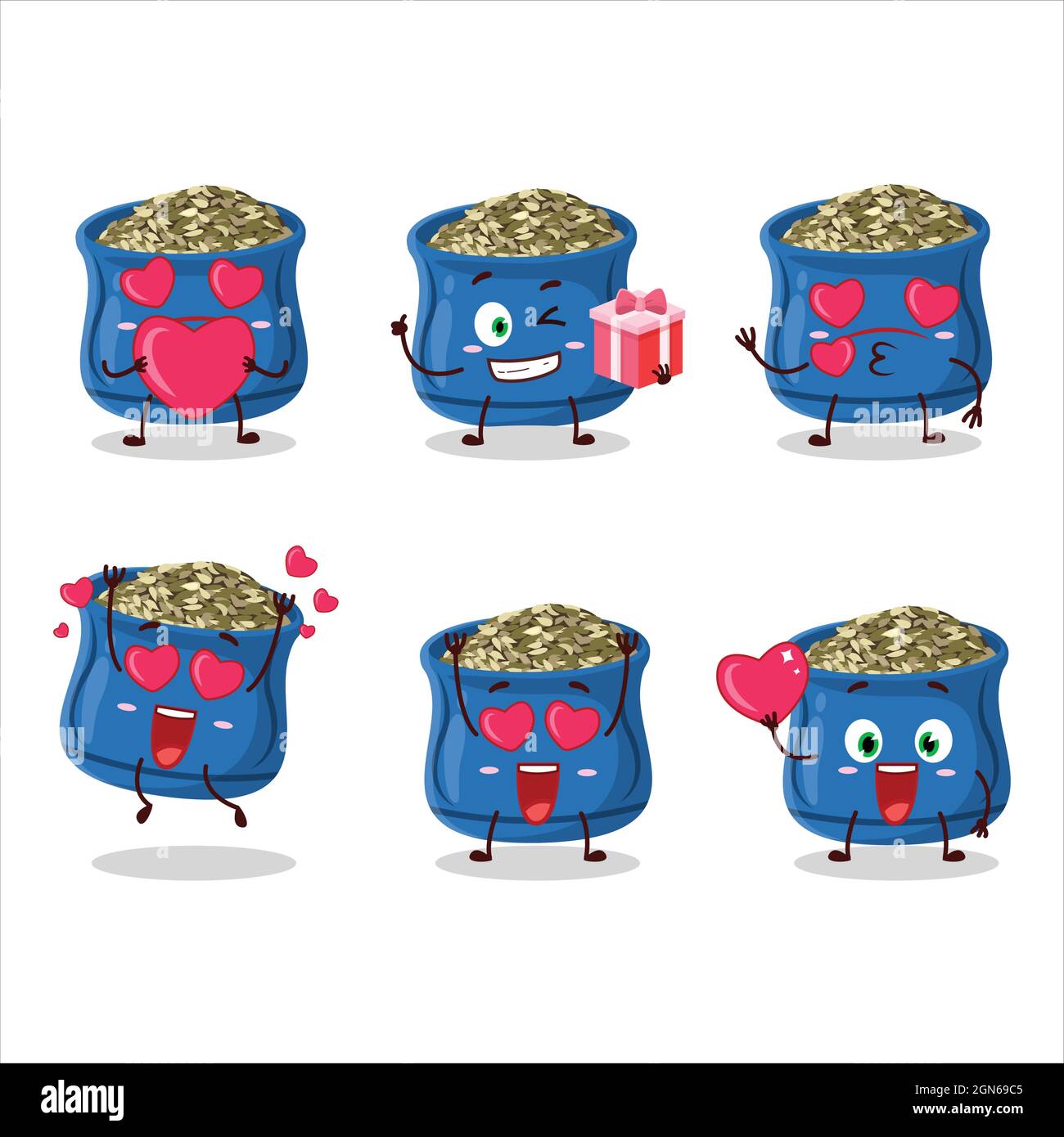 Thyme cartoon character with love cute emoticon. Vector illustration ...