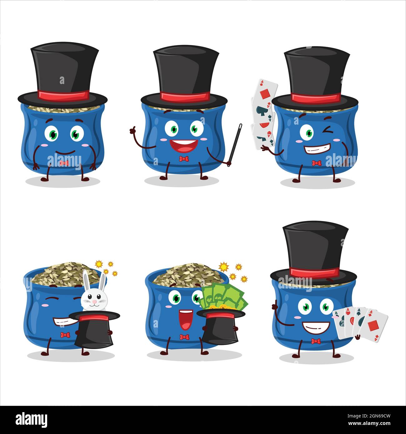 A thyme Magician cartoon character perform on a stage. Vector ...
