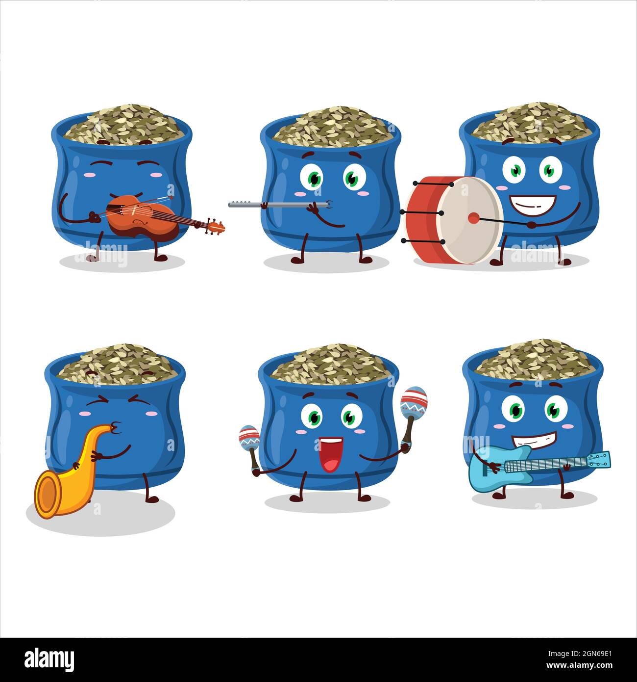 Cartoon character of thyme playing some musical instruments. Vector ...