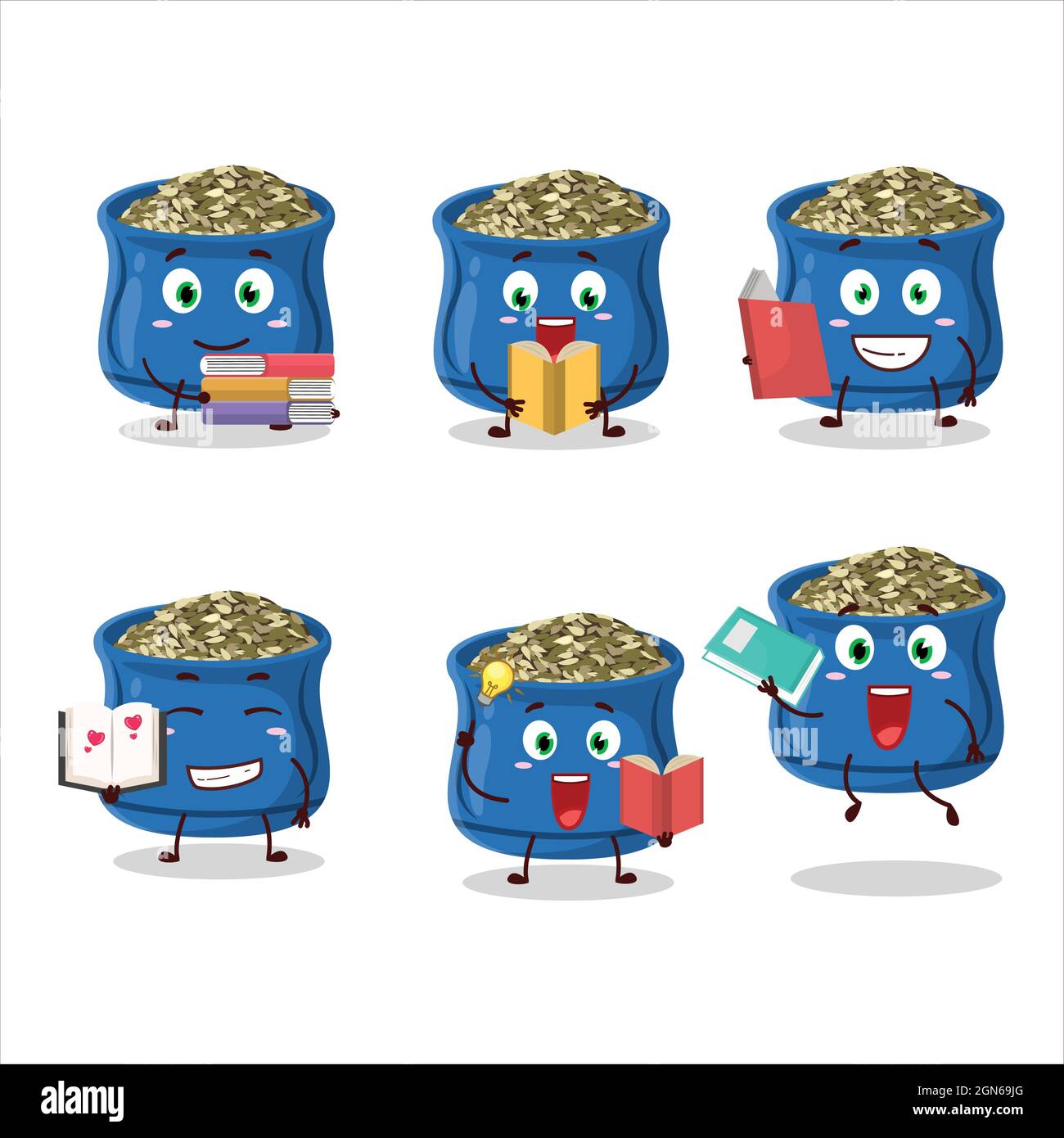 A picture of thyme cartoon character concept reading an amusing book ...