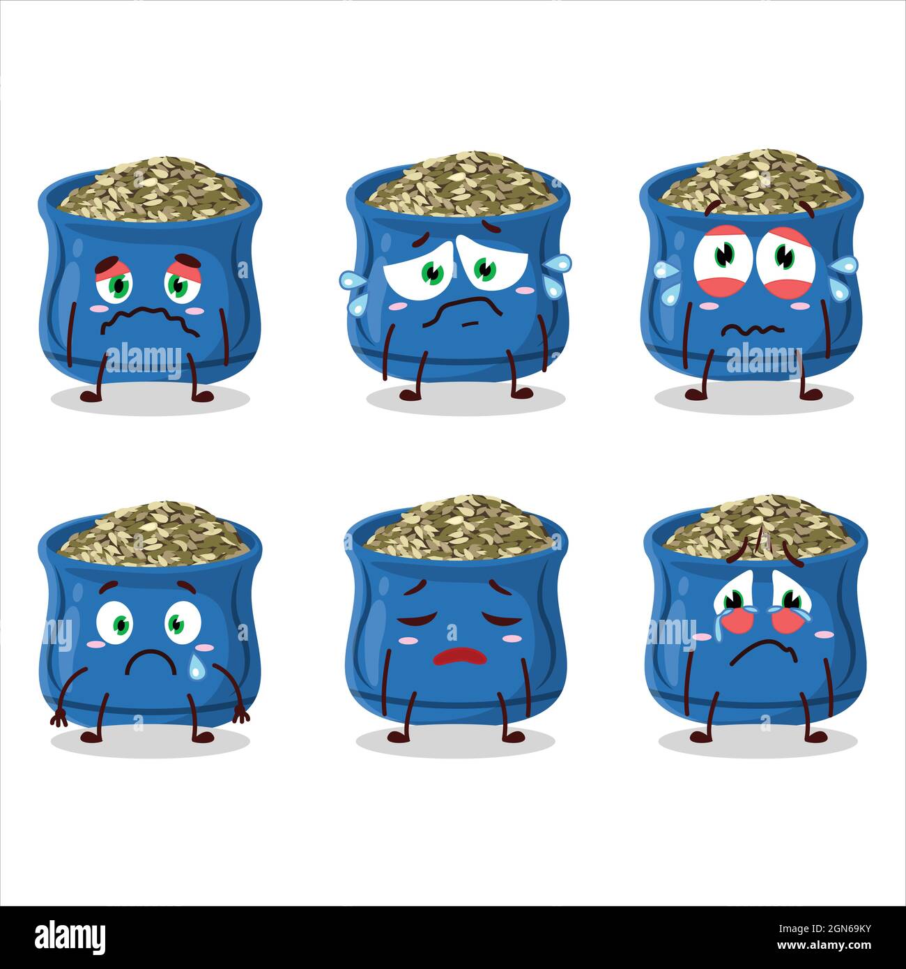 Thyme cartoon in character with sad expression. Vector illustration ...