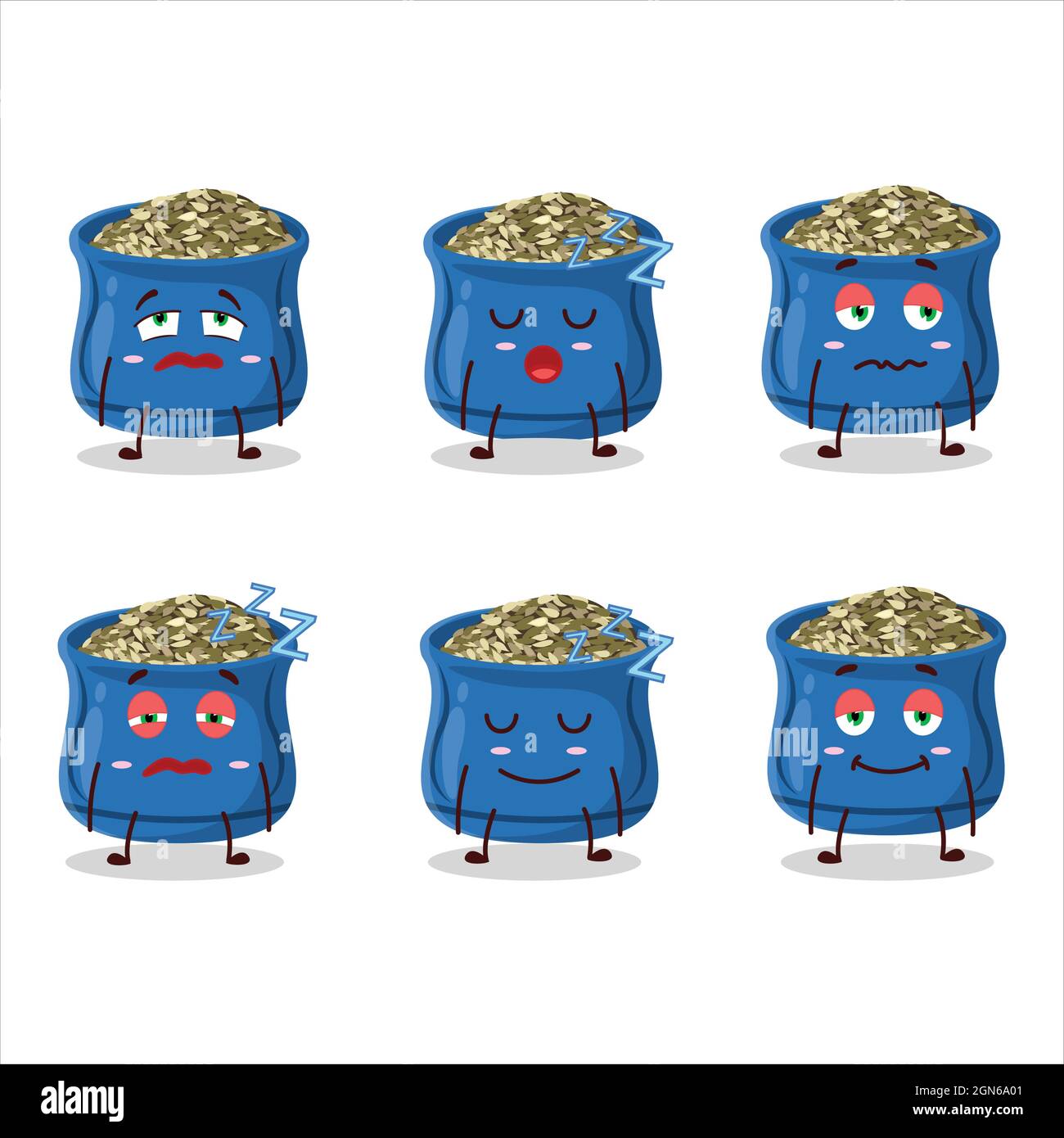 Cartoon character of thyme with sleepy expression. Vector illustration ...