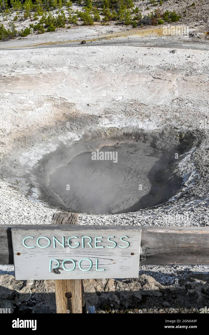 Yellowstone NP, WY, USA - Aug 12, 2020: The Congress Pool Stock Photo ...