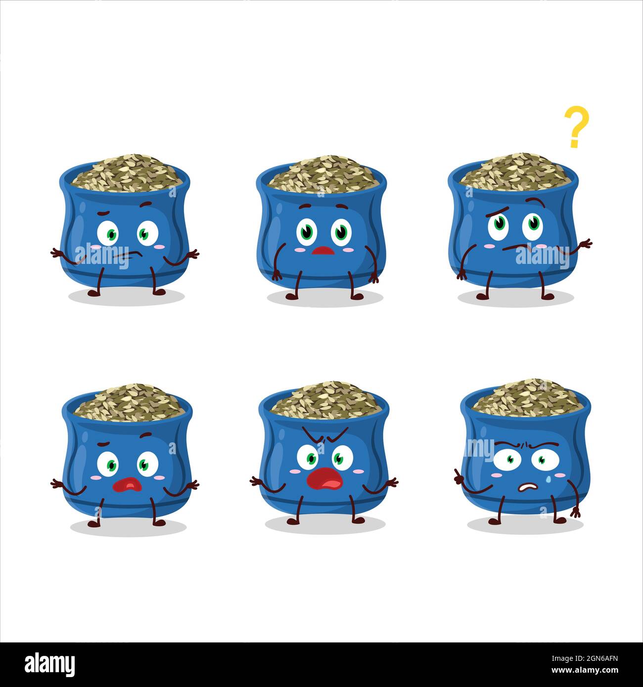 Cartoon character of thyme with what expression. Vector illustration ...