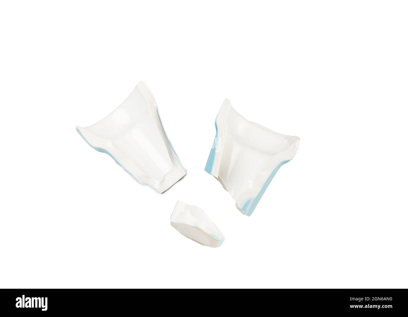 Shards of broken glass beaker on white background Stock Photo - Alamy