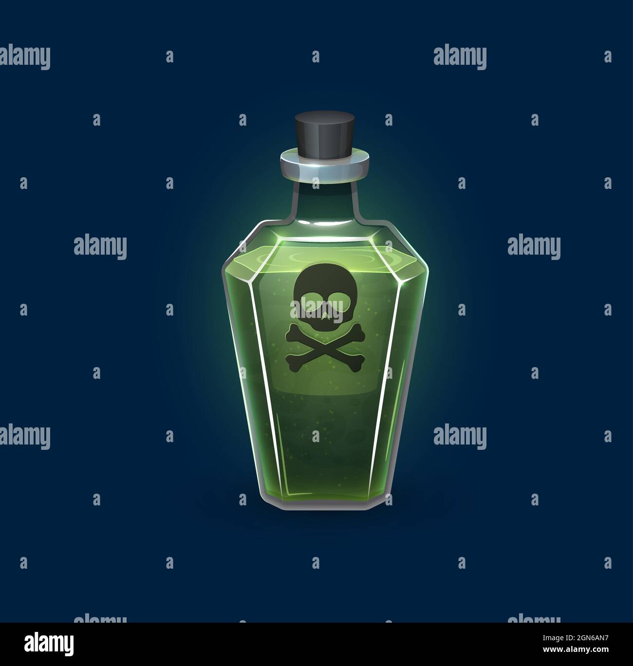 Witchcraft glass bottle with danger poison, magic potion drink, cartoon ...