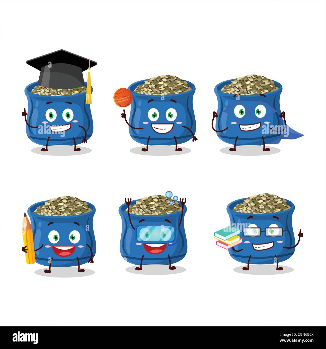 School student of thyme cartoon character with various expressions ...
