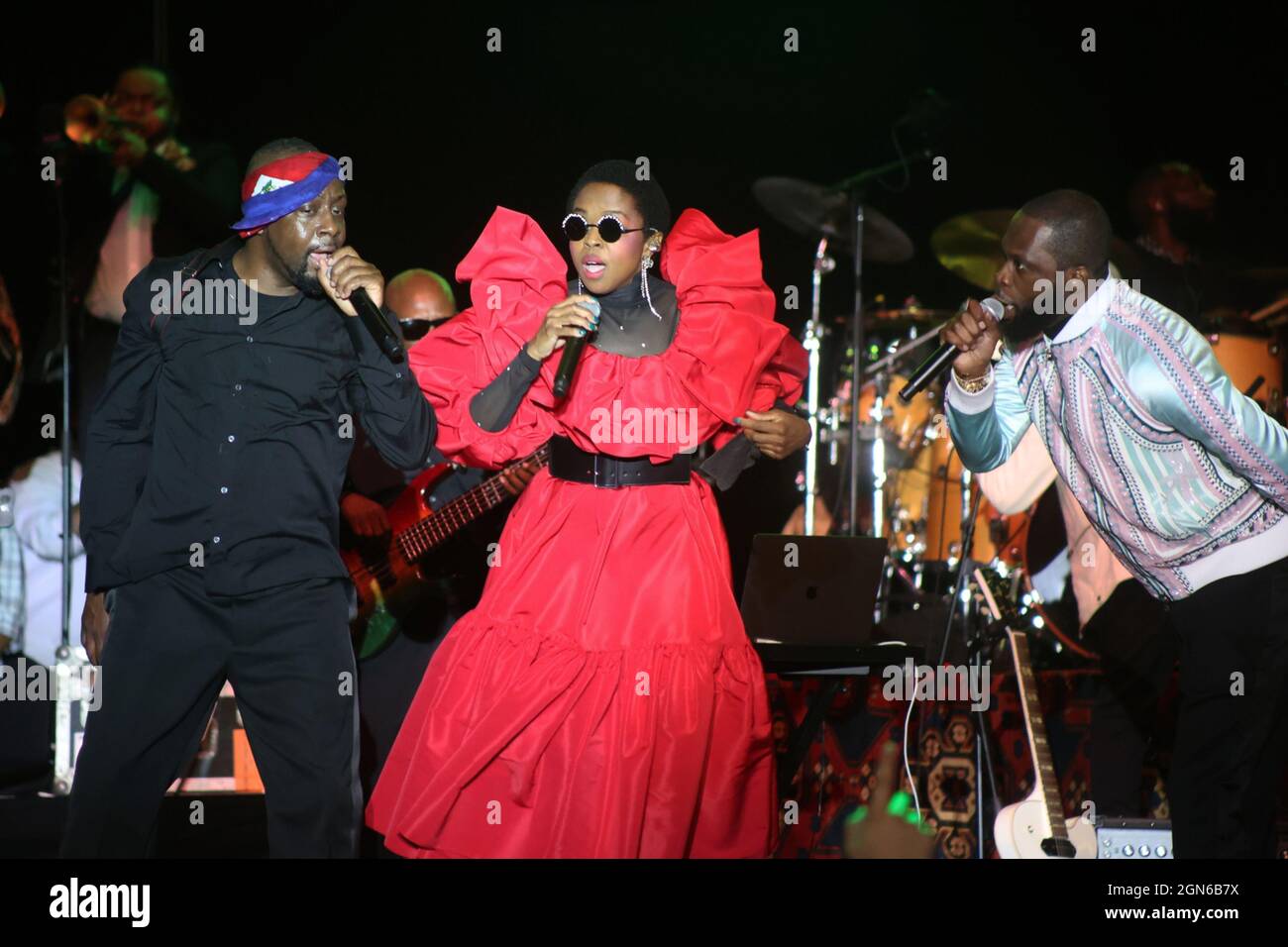 New York, NY, USA. 22nd Sep, 2021. Wyclef Jean, Lauryn Hill and Pras ...