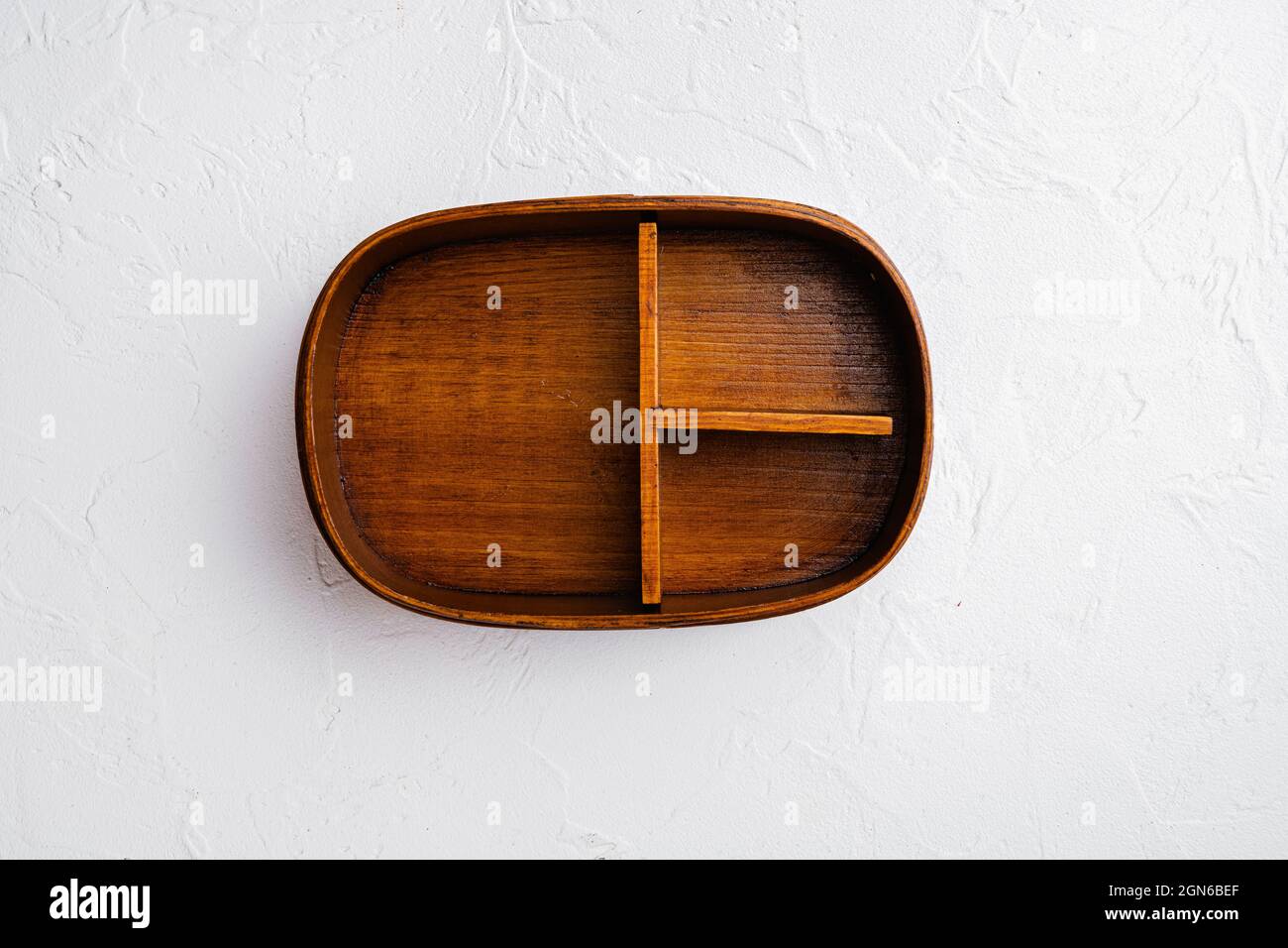 Open wooden bento box set with copy space for text or food with copy ...