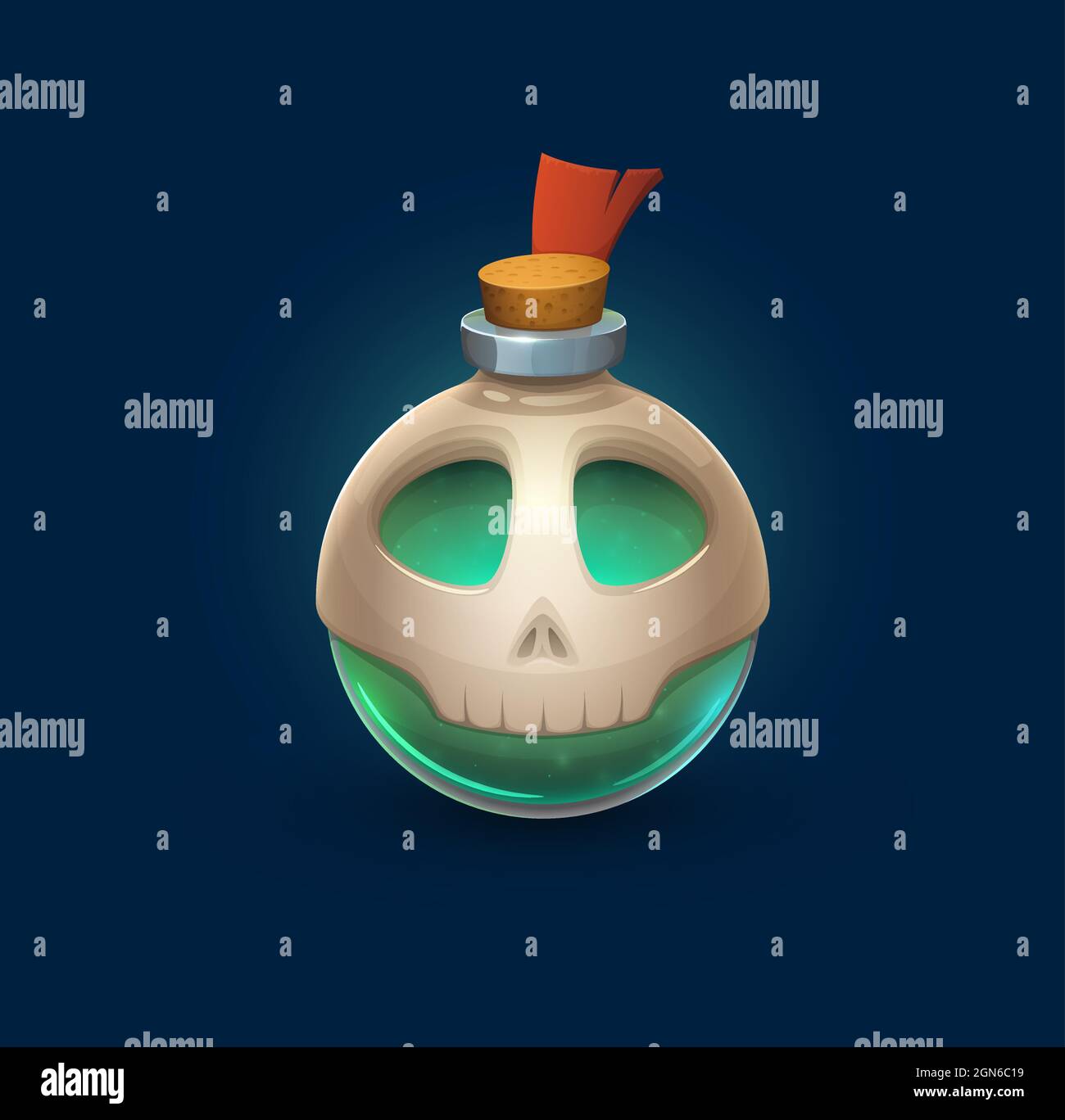 Witchcraft glass bubble bottle with skull and poison, vector cartoon ...