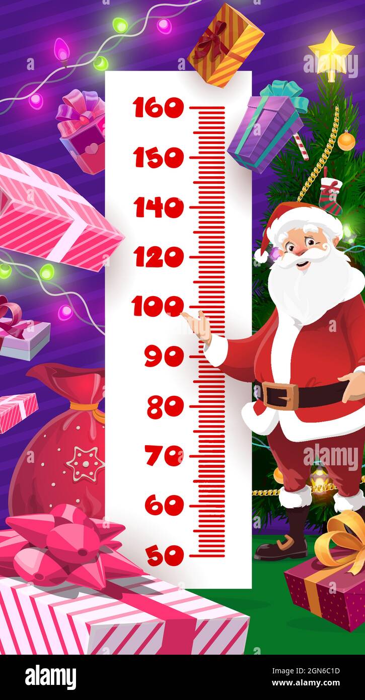 Christmas and birthday gifts kids height chart, cartoon growth measure ...
