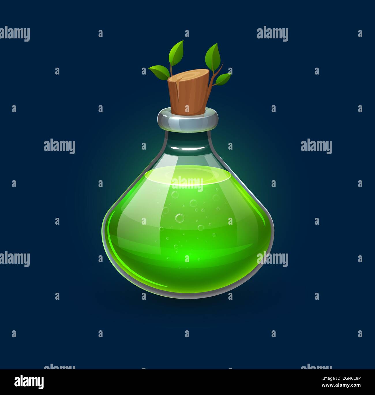 Witchcraft green potion in bottle, growth elixir or witch spell vial ...