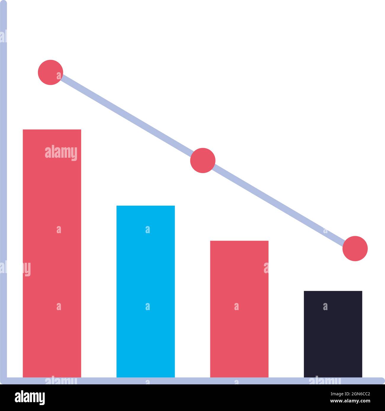 bars chart with decrease line on white background Stock Vector Image ...