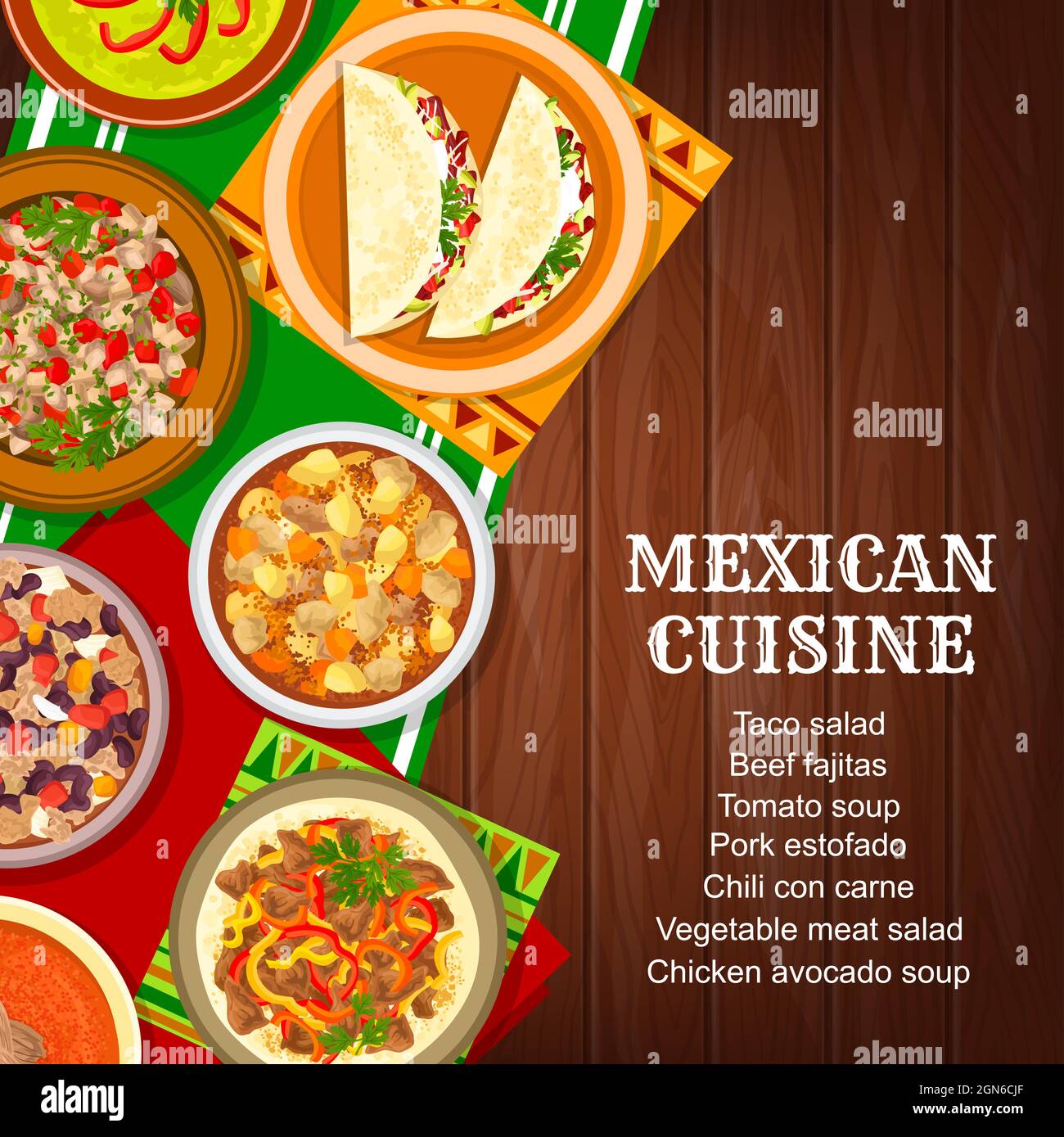 Mexican cuisine food menu cover, Mexico dishes and meals, vector ...