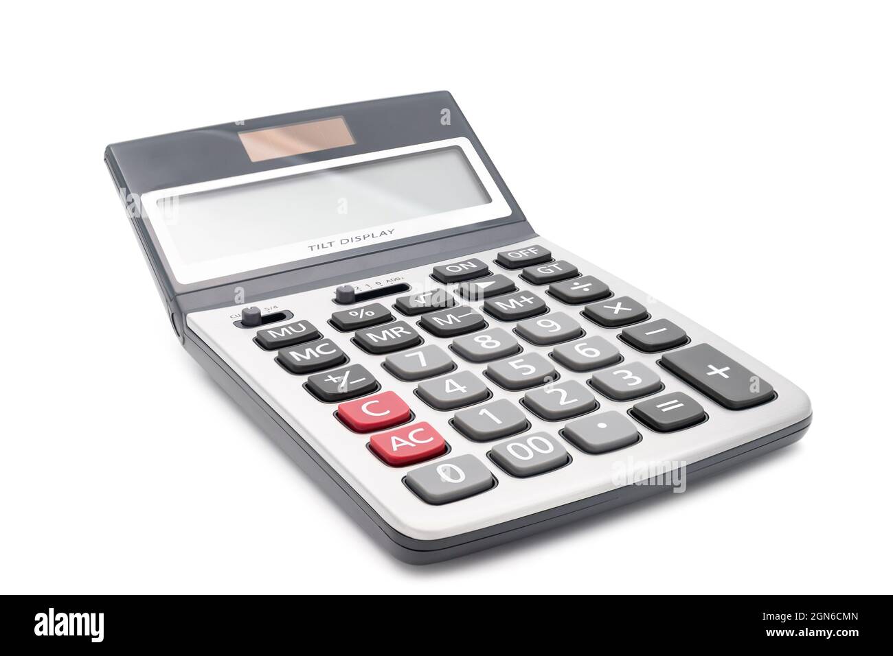 Top view of a calculator isolated on white background Stock Photo - Alamy