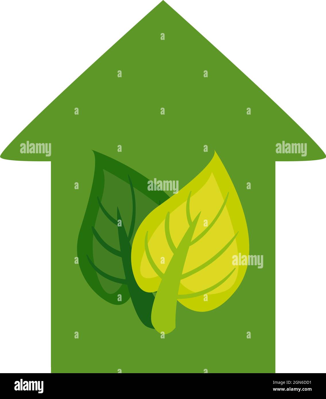 sustainable house with leaves on white background Stock Vector Image ...