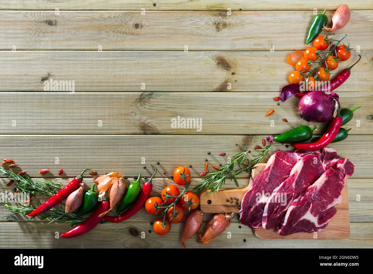 Food frame of veal and vegetables Stock Photo - Alamy