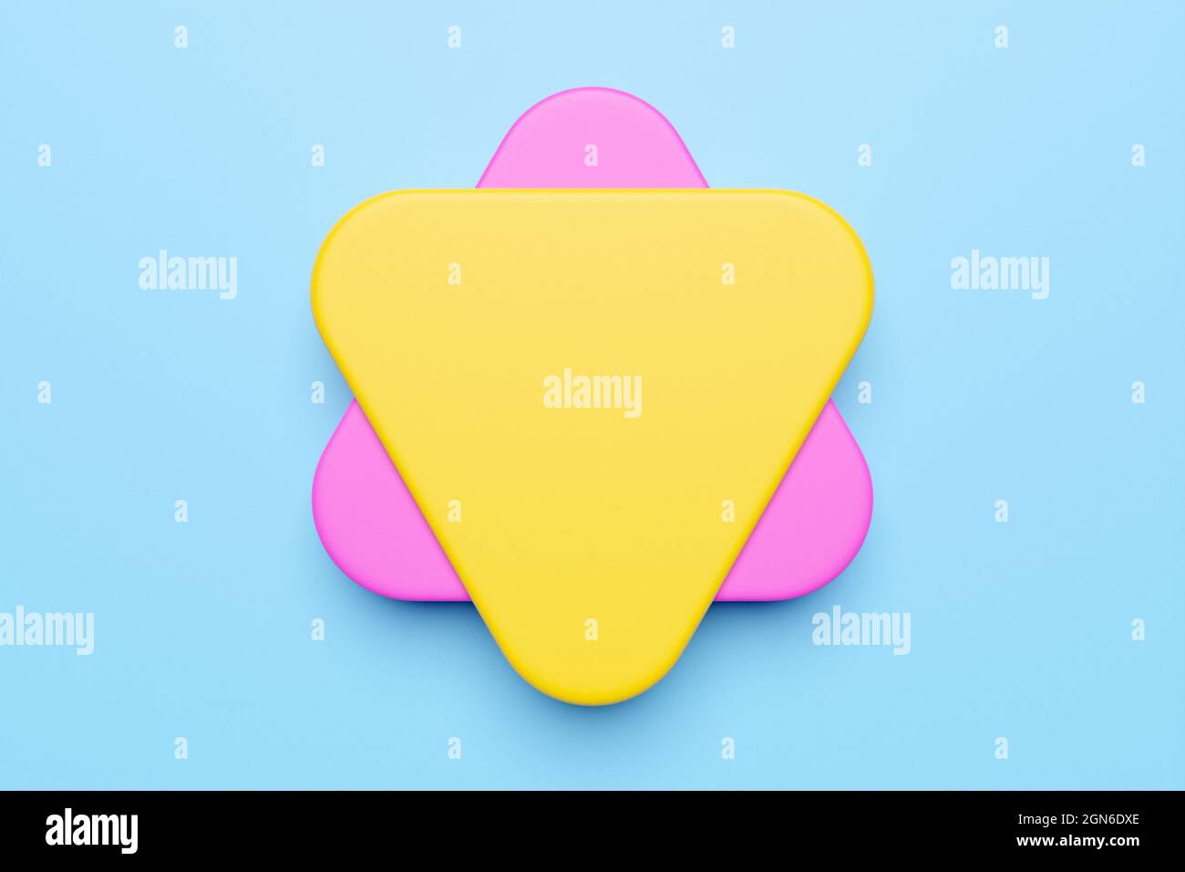 Close-up 3d yellow and pink illustration. Different geometric shapes ...