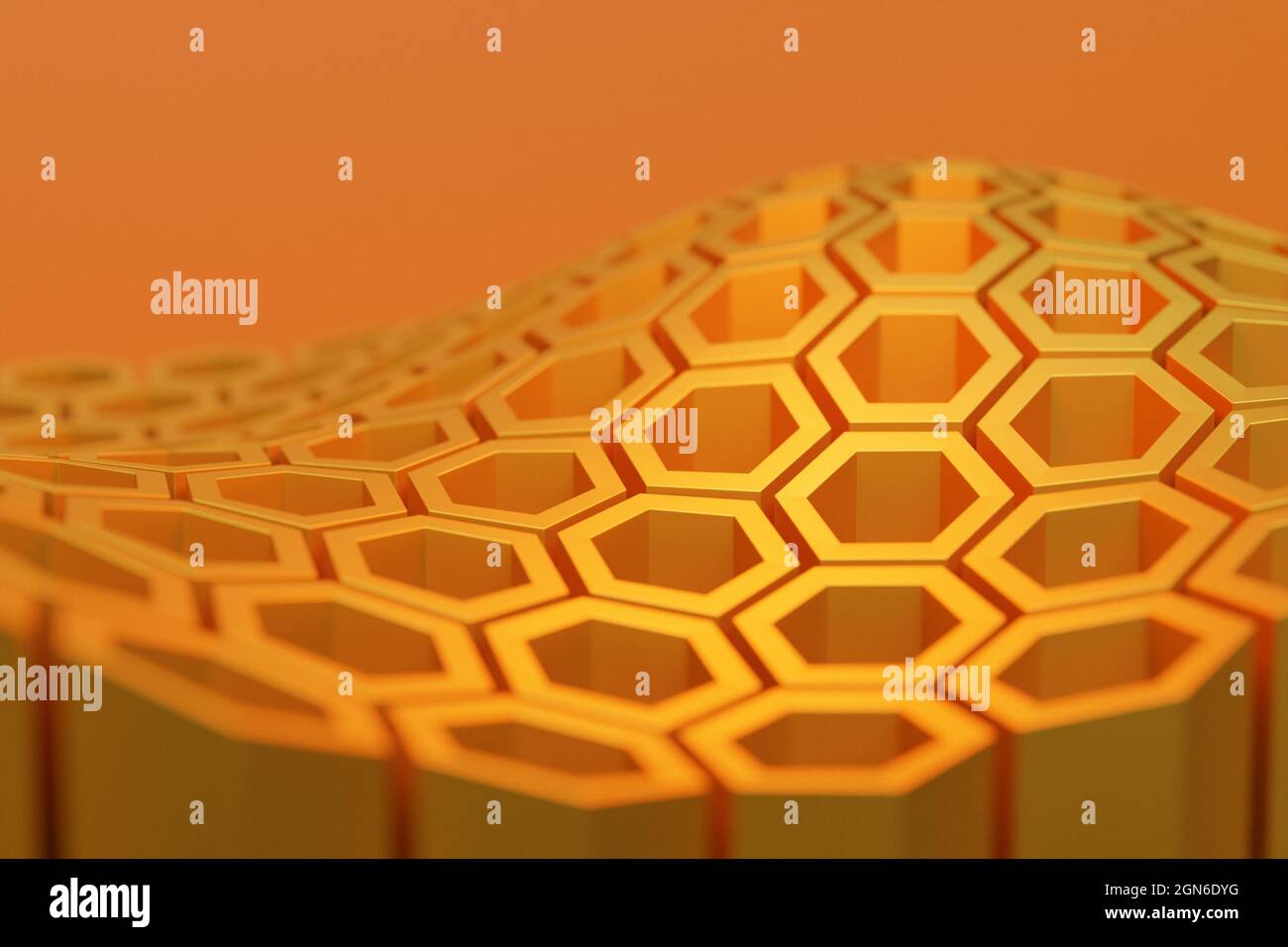 3d illustration of geometric hexagon wave surface. 3d illustration of a ...